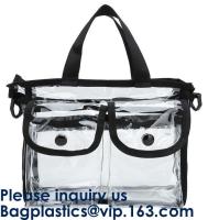 China Clear PVC Makeup Cosmetic Bag With Extra 2 Front Magnet Pockets And Zipper Bag,Cosmetic Portable Toiletry Makeup Bag for sale