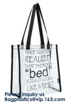 China Clear PVC Tote Bag With Nylon Handles And Fabric Trim,Clear PVC cosmetic zipper bag with white trim, Bagease, Bagplastic for sale