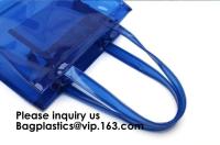 China Beach Bag Clear PVC Bag Tote With Inner Pocket And Zipper Closure,PVC Bag Beach Tote With Black Handles, Bagease for sale