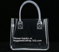 China Thick Clear PVC Handbag With Tube Handles,Cosmetic/ Makeup/ Toiletry Clear PVC Travel Wash Bag with handle, Bagease for sale