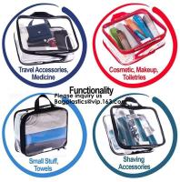 China Clear Zipper Bag With Compression Packing Closure,Toiletry Bag With Pink Trim And Zipper Closing PVC zipper pouch bageas for sale