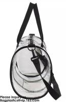China Clear Duffel Gym Bag Transparent PVC Carry Bag With Shoulder Strap,Cosmetic Carry Bag Magnet Pockets Detachable Shoulder for sale
