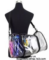 China Clear Duffel Gym Bag Transparent PVC Carry Bag With Shoulder Strap,Cosmetic Carry Bag Magnet Pockets Detachable Shoulder for sale