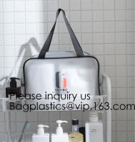 China Travel Transparent Pvc Toilet Cosmetic Bag Clear Make Up Pouch,Waterproof Custom Logo Geometric Black Pouches Cosmetic B for sale
