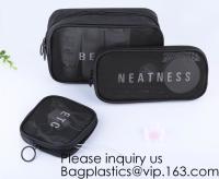 China Promotional Custom Zipper Portable Luxury Fashion Clear Pvc Mesh Women Clear Cosmetic Bag, Functional polyester mesh pri for sale