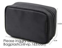 China Canvas Makeup Bag Ladies Clutch Bag With Gold Zipper,Dopp Case Striped Canvas Cosmetic Makeup Bag with leather handle for sale