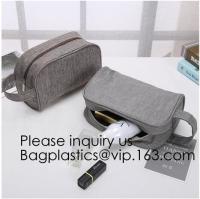 China Cosmetic Toiletry Bag Mens Canvas Leather Travel Kit Wash Makeup Bag,organic cotton canvas makeup bag with zipper make-u for sale