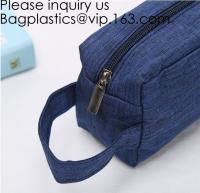 China Wholesale Men Vintage Zipper Cosmetic Bag Leather Wash Cotton Canvas Makeup Bag Toiletry Bag, bagease, bagplastics for sale