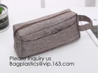 China Wholesale Men Vintage Zipper Cosmetic Bag Leather Wash Cotton Canvas Makeup Bag Toiletry Bag, bagease, bagplastics for sale