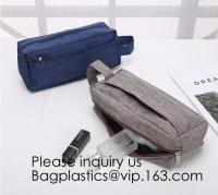 China Wholesale Men Vintage Zipper Cosmetic Bag Leather Wash Cotton Canvas Makeup Bag Toiletry Bag, bagease, bagplastics for sale