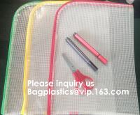 China Mesh Organizer Storage Bag Durable File Bag for Office Stationery and Travel,Zipper Mesh File Bag Cosmetic Bag PVC Bag f for sale