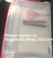 China Transparent clear mesh pvc zipper k document file bag B5 plastic PVC file document students office storage bag for sale