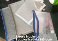 China PVC A4/A5/A3 Waterproof Mesh Transparent Zipper File Folder Bag,A4 Double Zipper Mesh File Storage Bag With Color for sale