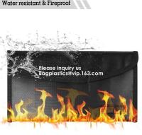 China waterproof and fireproof resistant document bag,Lock Box Bag For Documents Money & Office Files Freproof Safe Bag with L for sale