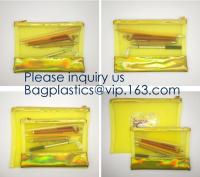 China Fashion Travelling Heat-Sealed Clear EVA Cosmetic Bag With Yellow Snap Button And Rubber Handle Pouch By L'Oreal, Sedex for sale