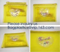 China Fashion Travelling Heat-Sealed Clear EVA Cosmetic Bag With Yellow Snap Button And Rubber Handle Pouch By L'Oreal, Sedex for sale