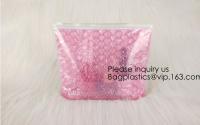 China New Design Pvc k Epe Foam Heart-Shaped Bubble Bag For Cosmetic/Pink Plastic Bubble Bag With Zipper bagease package for sale
