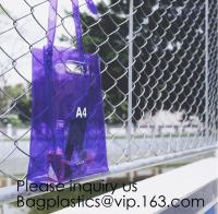 China Custom Clear Transparent Holographic Iridescent Ladies Vinyl Tpu Shopper Women Shopping Tote Bag Garment Bags,Storange for sale