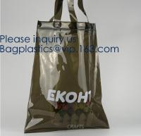 China Personalized Custom Logo Reusable Vinyl Tote Folding Portable Transparent Pvc Shopping Bag,Pvc Shopping Tote Bag Grocery for sale