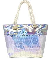 China Waterproof All Over Printing PVC Coating Tote Shoulder Fabric Shopping Bag With Gusset And Lining,Jelly Clear Plastic PV for sale