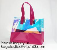 China Vinyl Transparent PVC Gusset Bag Plastic Tote Shopping Bag For Packaging TPU Laser Makeup Handbag PVC Cosmetic Shopping for sale