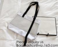China Transparent PVC Blanket Bag/Plastic Shopping Bag/Packaging Bag With Black Woven Trim And Webbing Handle, bagease, packag for sale