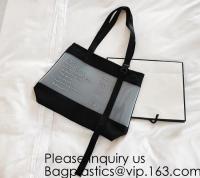 China Transparent PVC Blanket Bag/Plastic Shopping Bag/Packaging Bag With Black Woven Trim And Webbing Handle, bagease, packag for sale