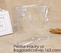 China Manufacturer Custom Logo Transparent Clear PVC Plastic Portable Packaging Promotional Gifts Shopping Tote Bag, bagease for sale