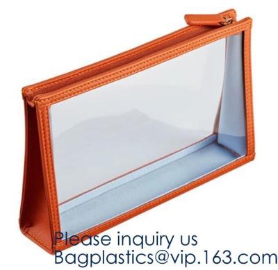 China Recyclable Clear Gift Plastic Flat Bottom Logo Pvc k Nylon Packing Bags With Handles,holographic k makeup co for sale
