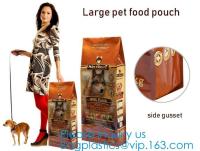 China 5 kg dog food handle bag Aluminum Foil Side Gusset Quad Sealed Dog Food Bag Stand Up Pet Feed Pouches Large PET FOOD PAC for sale
