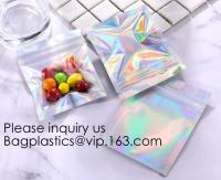 China Holographic Packaging Bags For Glitter Powder Packing Laser Small Zipper Lip Mask Bag Eyebrow Brush Hologram Foil Pouch for sale
