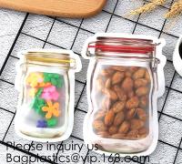 China Custom Printed Mason Jar Stand Up Zip Lock Pouch Snack Food Packaging Bag,PE Storge Bag Kitchen Refrigerator Food Sealed for sale