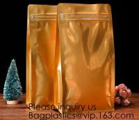 China Customized Color Eight-Side Seal Aluminum Foil Zip Lock Food Bag Coffee Packaging,Matte Finish Black Aluminum Foil Ziplo for sale