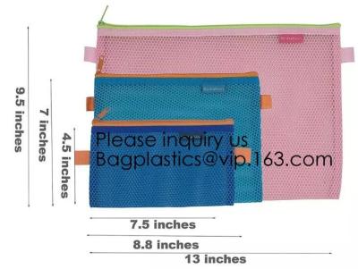 China Colored Mesh Zipper Pouch Multipurpose Travel Mesh Bag for Cosmetics Offices Supplies Travel Accessories, stationery pac for sale