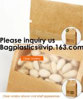China Kraft Bags With Window, Resealable Large Kraft k Food Storage Bags,Storing Food,Nuts,Seeds,Beans,Tea Leaves, Coffe for sale