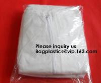 China SMS Disposable Hooded White Coveralls Suit Chemical Protective Elastic Wrist Zipper Front Closure, bagease, bagplastics for sale