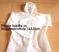 China Light Duty Disposable Protective Coveralls Suit Attached Non-Woven Fabric Hood Elastic Wrist Ankles and Waist Serged Sea for sale