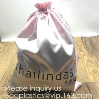 China Satin Gift Bags Wedding Favor Drawstring Bags Baby Shower Christmas Gift Bag,Customized Logo Thick Gold Satin Hair Exten for sale