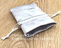 China Custom Gold Pink Satin Hair Extension Packaging Bag,Soft And Shinny White Silk Drawstring Pouch For Packaging bagease for sale