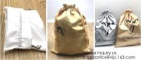 China Shinny Golden Satin Drawstring Bag With Rose Gold Printing,Satin Pouch With Ruffle,Small Colorful Thick Satin Drawstring for sale