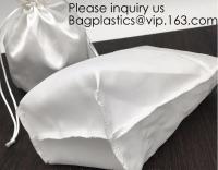 China Satin Gift Bag With Logo Printing,Personalized White Satin Pouch Bag, Satin Drawstring pouch bag,Plain Square Bottom Sat for sale