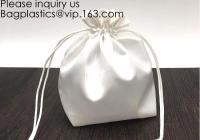 China Satin Gift Bag With Logo Printing,Personalized White Satin Pouch Bag, Satin Drawstring pouch bag,Plain Square Bottom Sat for sale