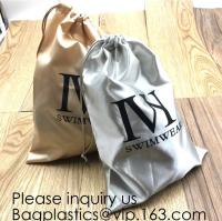 China Satin Gift Bag With Logo Printing,Personalized White Satin Pouch Bag, Satin Drawstring pouch bag,Plain Square Bottom Sat for sale