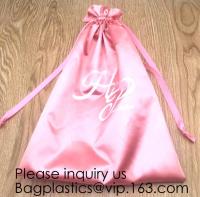 China Gold Blue White Satin Packaging Bag For Towel,White Satin Bag With Gold Printing,Silk Packaging Bags For Clothing Indust for sale