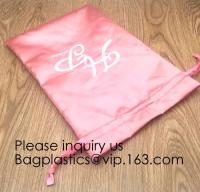 China Gold Blue White Satin Packaging Bag For Towel,White Satin Bag With Gold Printing,Silk Packaging Bags For Clothing Indust for sale