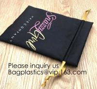 China Rose Gold Printing White and Gold Silk Packaging Bags For Clothing Industry,Pink Silk and Velvet Drawstring Bag With Ros for sale