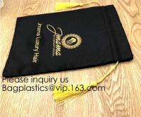 China Rose Gold Printing White and Gold Silk Packaging Bags For Clothing Industry,Pink Silk and Velvet Drawstring Bag With Ros for sale