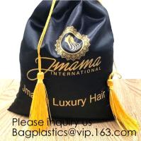 China Rose Gold Printing White and Gold Silk Packaging Bags For Clothing Industry,Pink Silk and Velvet Drawstring Bag With Ros for sale