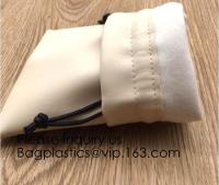 China Soft Offwhite and Red PU Leather Bag For Packaging,Custom Pink Brown Faux Leather Drawstring Pouch Faux Leather Jewelry for sale