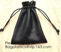 China Black Color PU Leather Double Drawstring Protection Headphone Pouch Bag headphone pouchPU Leather Drawstring Promotiona for sale